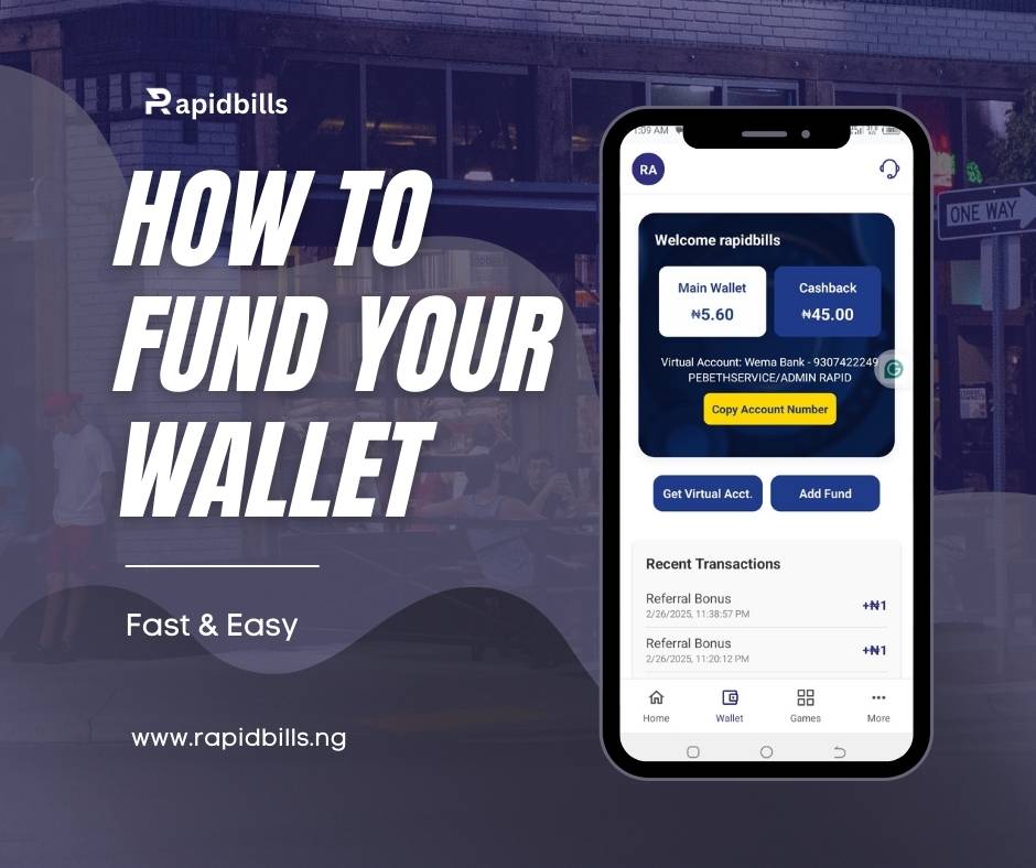 How to Fund Your Wallet on RapidBills (Bank Transfer, Card, etc.)